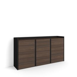 SIDEBOARD, Dunkler Eiche und Schwarz, 156/35/80cm
