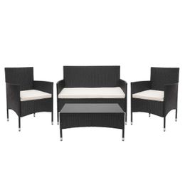 MCW POLY-RATTAN GARNITUR Schwarz, Cremewei&szlig;