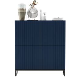 KOMMODE Elpis 4D Marineblau matt 112 cm mit Metallrahmen