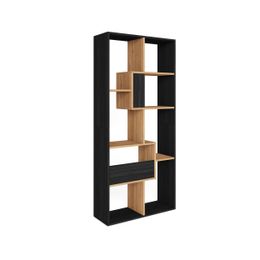 REGAL Bibliothek, Schwarz und Eiche, 67/31/162cm