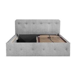 Halmon Schlafkomfort Betten POLSTERBETT Luxi Grau 160 x 200 x 40 cm Stauraum ohne hydraulische Funktion Mit hochwertiger Matratze H2 (bis 100 kg) und Lattenrost