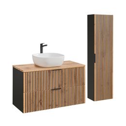 BADM&Ouml;BEL 100.6cm Gaia 2er-Set Holz in Eichenoptik und Schwarz