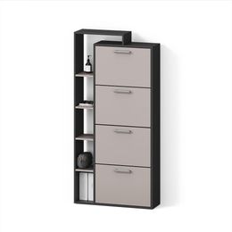 SCHUHKIPPER Ortello Anthrazit/Greige 80 x 166.1 cm mit 4 F&auml;chern
