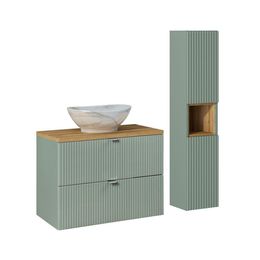 BADM&Ouml;BEL 80.4cm Jade 2er-Set Gr&uuml;n und Holz