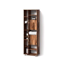 BADSCHRANK Eisak Eiche rustikal 60 x 190 cm mit T&uuml;ren, und offenen F&auml;chern