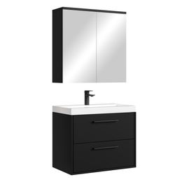 Badplaats BADM&Ouml;BEL-SET Florence 3 Teile Schwarz Matt - 60 x 35 x 51 cm
