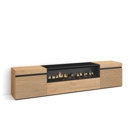 LOWBOARD Eiche, mit Elektrokamin, 200/35/45cm