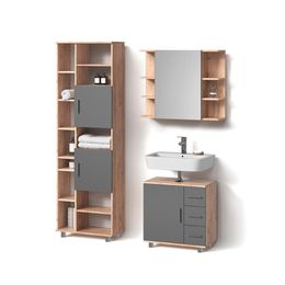 BADM&Ouml;BEL-SET Eisak Eiche 3 Teile, mit Unterschrank 60 cm