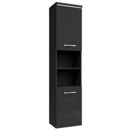 Badplaats BADEZIMMERSCHRANK Paso mit 2 T&uuml;ren Schwarz Hochglanz - 35 x 35 x 160 cm