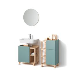 BADM&Ouml;BEL-SET Marano Blau-Grau 3 Teile, mit Midischrank