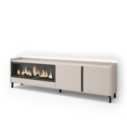 LOWBOARD, Beige, 212/35/61cm, Kamin mit Feuereffekt XXL