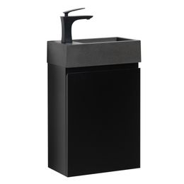 Badplaats G&Auml;STE-WC-M&Ouml;BELSET Angela 2 Teile Schwarz Matt - Schwarze Waschbecken - 40 x 22 x 64 cm