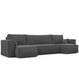 ECKSOFA mit Schlaffunktion und Bettkasten, Dunkelgrau