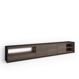 LOWBOARD, Dunkler Eiche und Schwarz, 310/37/50cm, mit Led