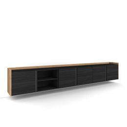 LOWBOARD, Schwarz und Eiche, 309/35/50cm, H&auml;ngend
