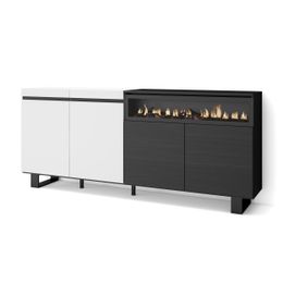 SIDEBOARD Elektrokamin, wei&szlig; und schwarz, 200/35/87cm