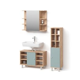 BADM&Ouml;BEL-SET Fucino Gr&uuml;n 3 Teile, mit Midischrank T&uuml;r gro&szlig;