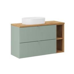 WASCHTISCH 100.4cm Jade Gr&uuml;n und Holz