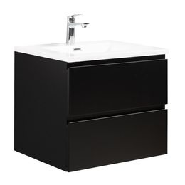 Badplaats WASCHTISCHKOMBINATION Angela 2 Teile - Schwarz Matt - 60 x 48 x 52 cm