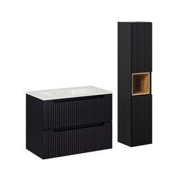 BADM&Ouml;BEL 80cm Riva 2er-Set Schwarz
