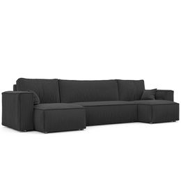 ECKSOFA mit Schlaffunktion und Bettkasten, Schwarz