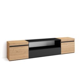 LOWBOARD, Eiche, Schwarz, 200/35/45cm