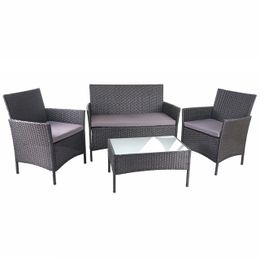 MCW POLY-RATTAN GARNITUR Schwarz, Anthrazit