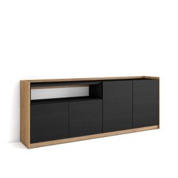 SIDEBOARD, Highboard, Schwarz Eiche, 207/37/80cm