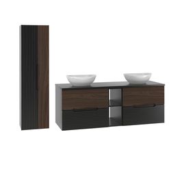 BADM&Ouml;BEL 140.6cm Sylla 2er-Set Schwarz und Holz