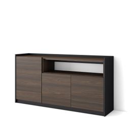 SIDEBOARD, Highboard, Dunkler Eiche und Schwarz, 156/37/80cm