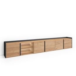 LOWBOARD, Eiche und Schwarz, 309/35/50cm, mit Led