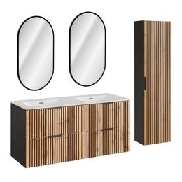 BADM&Ouml;BEL 120.4cm Gaia 2er-Set Holz in Eichenoptik und Schwarz