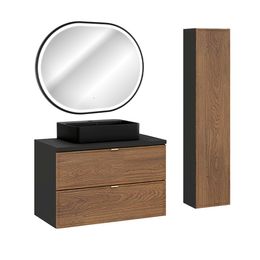 BADM&Ouml;BEL 80.2cm Elena 2er-Set Holz und Schwarz