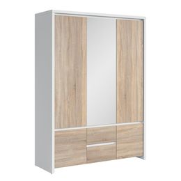 SCHRANK 3 T&uuml;ren Soren Holz und Wei&szlig;
