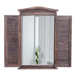 MCW WANDSPIEGEL MIT FENSTERL&Auml;DEN Dunkelbraun