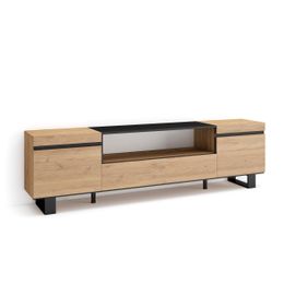 LOWBOARD, Eiche, Schwarz, 200/35/57cm
