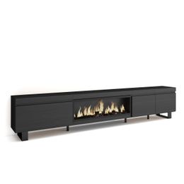 LOWBOARD, Tv-Schrank, mit Elektrokamin XXL, Schwarz, 288/35/57cm