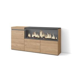 SIDEBOARD, Elektrokamin XXL, eiche, 158/35/75cm