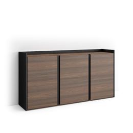 SIDEBOARD, Dunkler Eiche und Schwarz, 156/35/80cm, mit Led