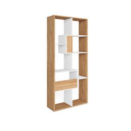 REGAL Bibliothek, Eiche und wei&szlig;, 67/31/162cm