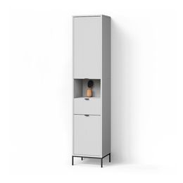 BADSCHRANK ATERNO Wei&szlig; 40 x 190 cm mit T&uuml;ren, und Schublade