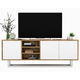TV-LOWBOARD Apollo Eiche wotan Wei&szlig; Matt 150/53/35 cm