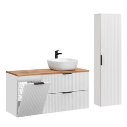 BADM&Ouml;BEL 120.8cm Adriel 2er-Set Wei&szlig; und Holz