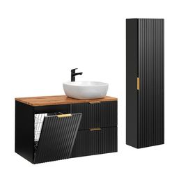 BADM&Ouml;BEL 100.8cm Adriel 2er-Set Schwarz und Holz