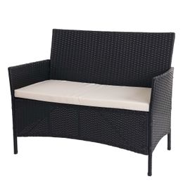 MCW POLY-RATTAN GARTENBANK Anthrazit, Cremewei&szlig;