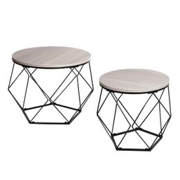 MCW COUCHTISCH-SET rund Eiche Grau Dekor