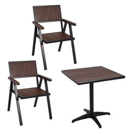 MCW GARTENSTUHL+GARTENTISCH Schwarz, Dunkelbraun