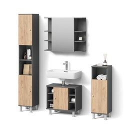 BADM&Ouml;BEL-SET Fucino Anthrazit/Goldkraft Eiche 4 Teile