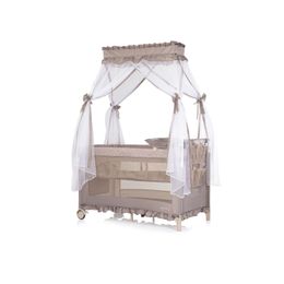 Chipolino Reisebett Palace, Baldachin Moskitonetz zwei Ebenen Wickelauflage beige grau