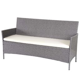 MCW 3-SITZER POLY-RATTAN GARTENBANK Hellgrau, Cremewei&szlig;